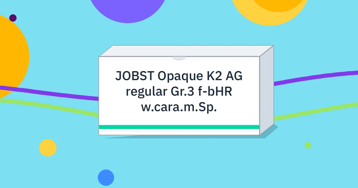 Symbolbild: Packung mit der Aufschrift JOBST Opaque K2 AG regular Gr.3 f-bHR w.cara.m.Sp. (PZN 11253046) – Verfügbarkeit und Bezug in Apotheken in Frankfurt am Main