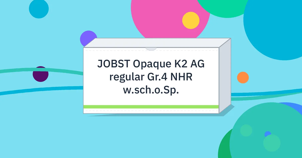 Symbolbild: Packung mit der Aufschrift JOBST Opaque K2 AG regular Gr.4 NHR w.sch.o.Sp. (PZN 11254198) – Verfügbarkeit und Bezug in Apotheken in Frankfurt am Main