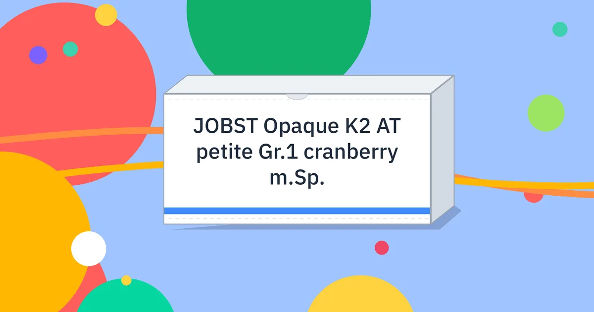 Symbolbild: Packung mit der Aufschrift JOBST Opaque K2 AT petite Gr.1 cranberry m.Sp. (PZN 13119435) – Verfügbarkeit und Bezug in Apotheken in Frankfurt am Main