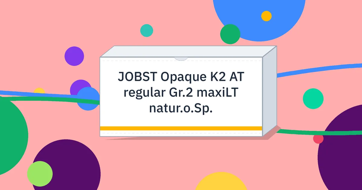 Symbolbild: Packung mit der Aufschrift JOBST Opaque K2 AT regular Gr.2 maxiLT natur.o.Sp. (PZN 13122070) – Verfügbarkeit und Bezug in Apotheken in Frankfurt am Main