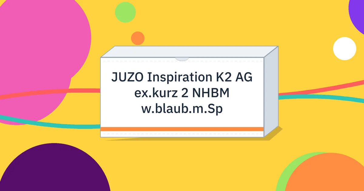 Symbolbild: Packung mit der Aufschrift JUZO Inspiration K2 AG ex.kurz 2 NHBM w.blaub.m.Sp (PZN 14962151) – Verfügbarkeit und Bezug in Apotheken in Frankfurt am Main
