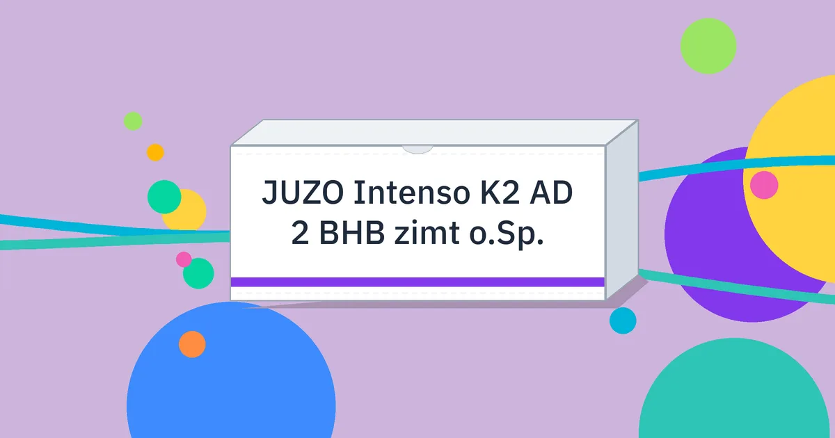 Symbolbild: Packung mit der Aufschrift JUZO Intenso K2 AD 2 BHB zimt o.Sp. (PZN 18623747) – Verfügbarkeit und Bezug in Apotheken in Frankfurt am Main
