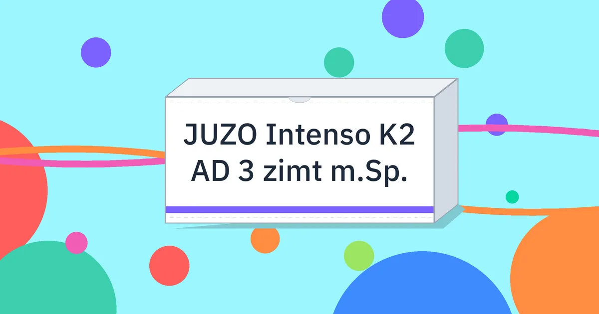 Symbolbild: Packung mit der Aufschrift JUZO Intenso K2 AD 3 zimt m.Sp. (PZN 18606163) – Verfügbarkeit und Bezug in Apotheken in Frankfurt am Main