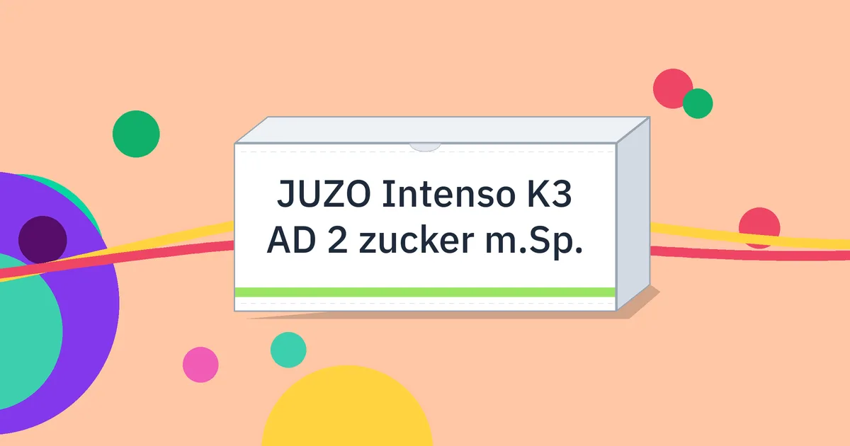Symbolbild: Packung mit der Aufschrift JUZO Intenso K3 AD 2 zucker m.Sp. (PZN 18627159) – Verfügbarkeit und Bezug in Apotheken in Frankfurt am Main