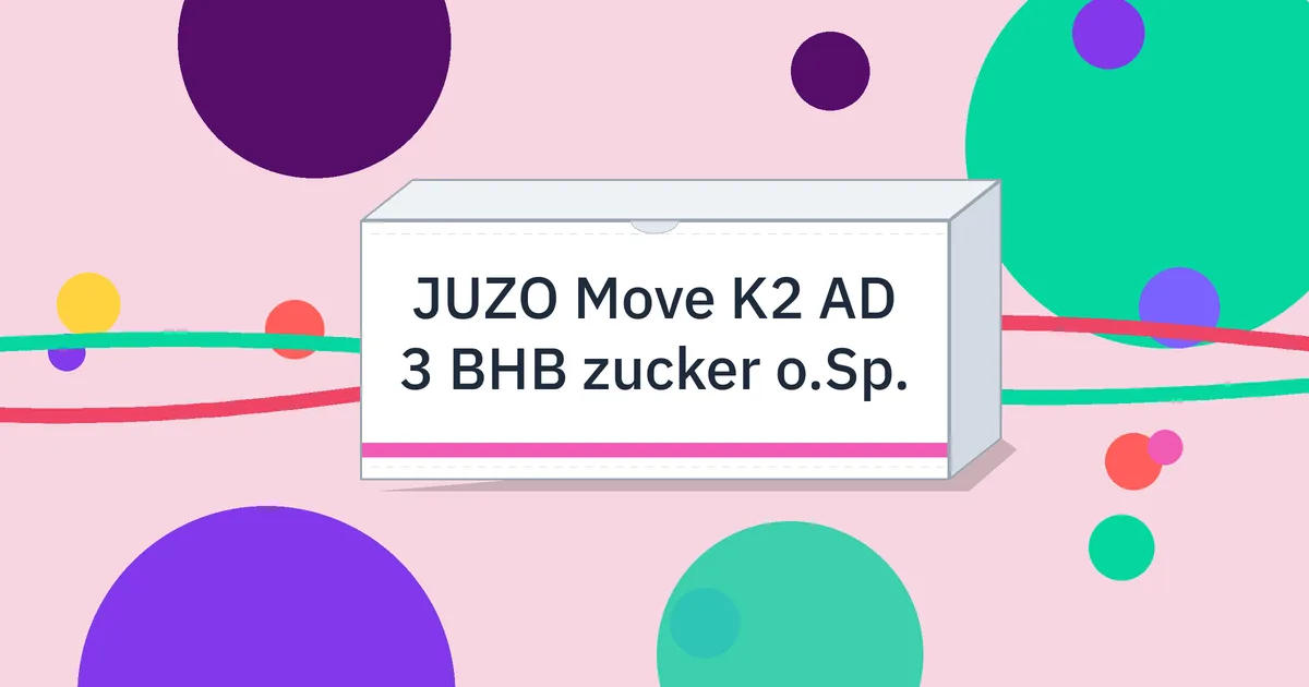 Symbolbild: Packung mit der Aufschrift JUZO Move K2 AD 3 BHB zucker o.Sp. (PZN 18508182) – Verfügbarkeit und Bezug in Apotheken in Frankfurt am Main