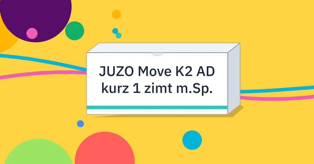 Symbolbild: Packung mit der Aufschrift JUZO Move K2 AD kurz 1 zimt m.Sp. (PZN 18508472) – Verfügbarkeit und Bezug in Apotheken in Frankfurt am Main