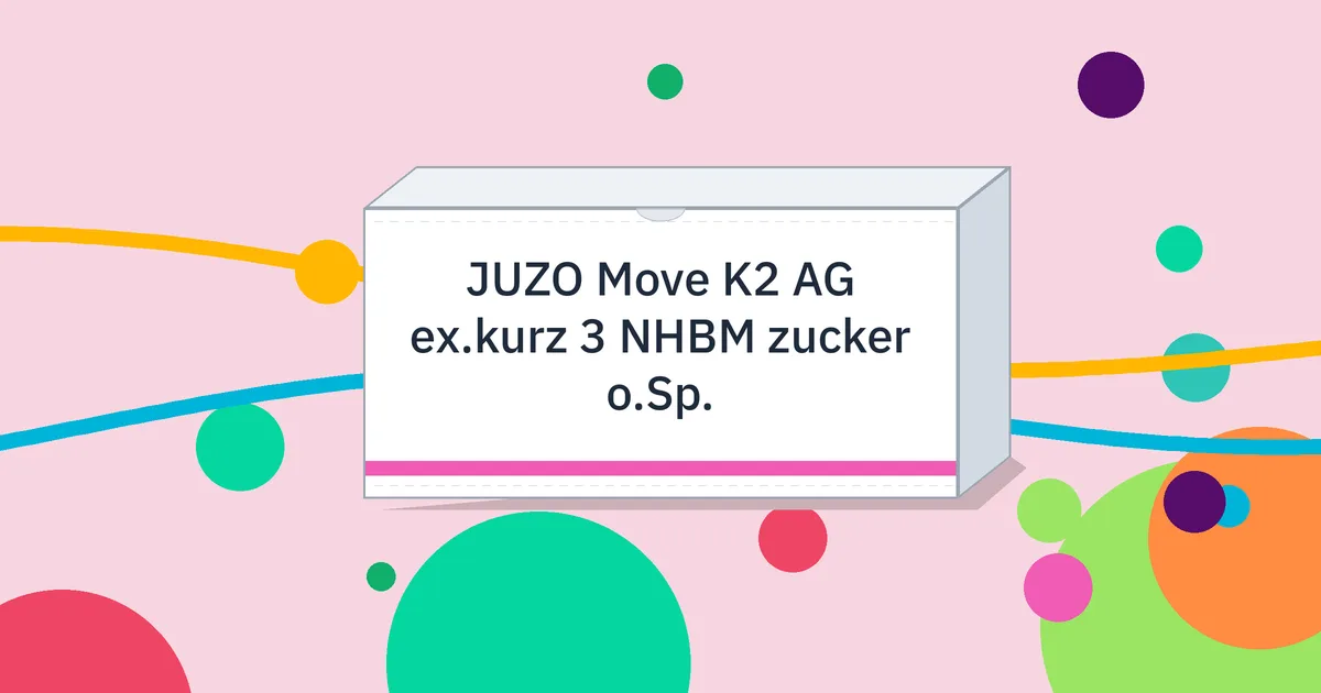 Symbolbild: Packung mit der Aufschrift JUZO Move K2 AG ex.kurz 3 NHBM zucker o.Sp. (PZN 18533139) – Verfügbarkeit und Bezug in Apotheken in Frankfurt am Main
