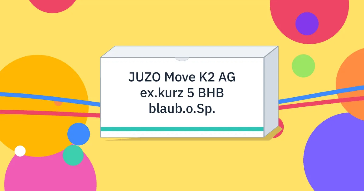Symbolbild: Packung mit der Aufschrift JUZO Move K2 AG ex.kurz 5 BHB blaub.o.Sp. (PZN 18565694) – Verfügbarkeit und Bezug in Apotheken in Frankfurt am Main