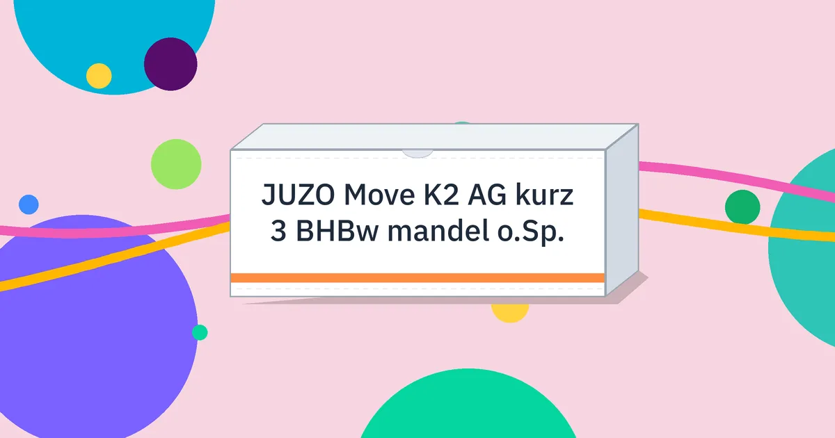 Symbolbild: Packung mit der Aufschrift JUZO Move K2 AG kurz 3 BHBw mandel o.Sp. (PZN 16646419) – Verfügbarkeit und Bezug in Apotheken in Frankfurt am Main
