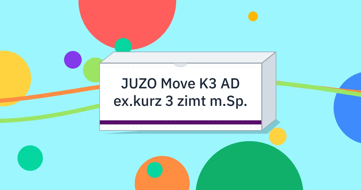 Symbolbild: Packung mit der Aufschrift JUZO Move K3 AD ex.kurz 3 zimt m.Sp. (PZN 18569232) – Verfügbarkeit und Bezug in Apotheken in Frankfurt am Main