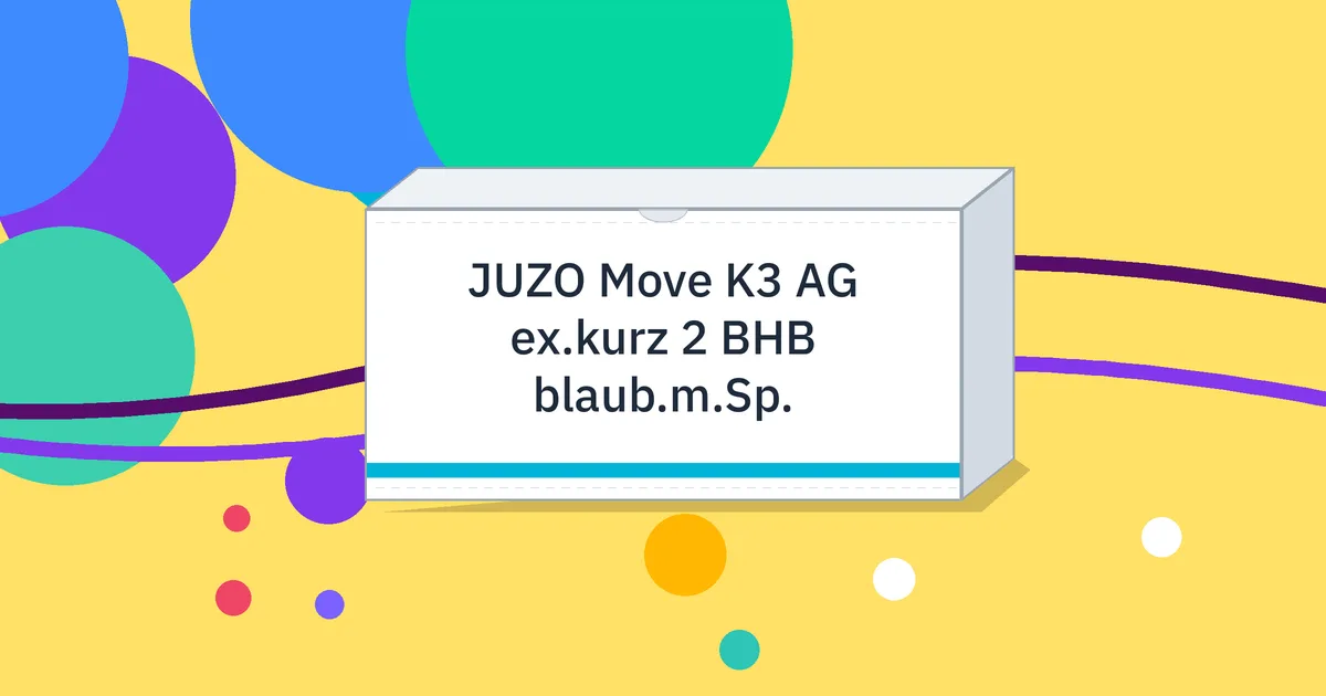 Symbolbild: Packung mit der Aufschrift JUZO Move K3 AG ex.kurz 2 BHB blaub.m.Sp. (PZN 18595353) – Verfügbarkeit und Bezug in Apotheken in Frankfurt am Main