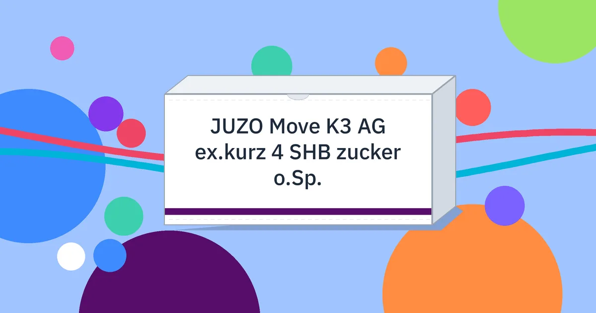 Symbolbild: Packung mit der Aufschrift JUZO Move K3 AG ex.kurz 4 SHB zucker o.Sp. (PZN 18585248) – Verfügbarkeit und Bezug in Apotheken in Frankfurt am Main