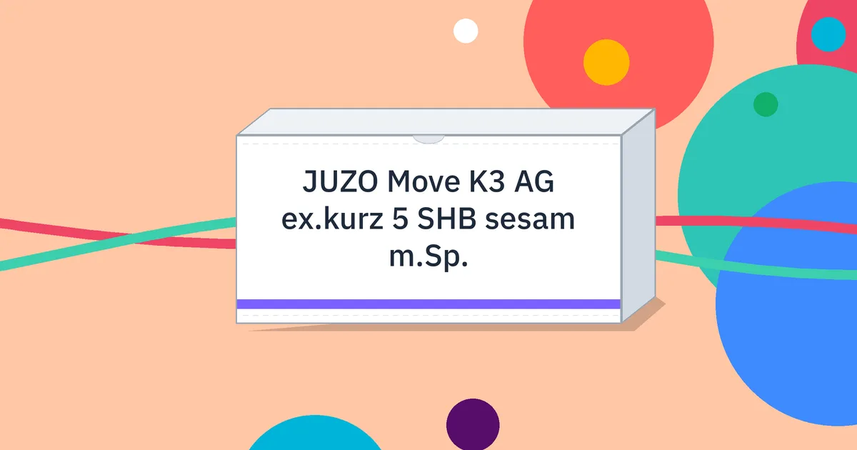 Symbolbild: Packung mit der Aufschrift JUZO Move K3 AG ex.kurz 5 SHB sesam m.Sp. (PZN 18583404) – Verfügbarkeit und Bezug in Apotheken in Frankfurt am Main