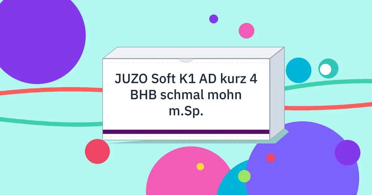 Symbolbild: Packung mit der Aufschrift JUZO Soft K1 AD kurz 4 BHB schmal mohn m.Sp. (PZN 15461942) – Verfügbarkeit und Bezug in Apotheken in Frankfurt am Main