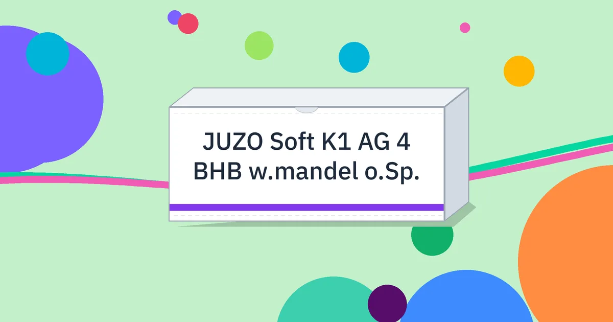 Symbolbild: Packung mit der Aufschrift JUZO Soft K1 AG 4 BHB w.mandel o.Sp. (PZN 14837641) – Verfügbarkeit und Bezug in Apotheken in Frankfurt am Main