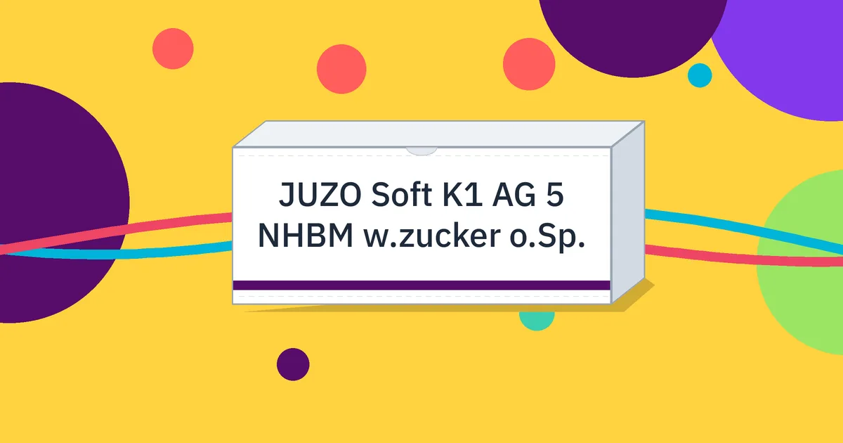 Symbolbild: Packung mit der Aufschrift JUZO Soft K1 AG 5 NHBM w.zucker o.Sp. (PZN 14995995) – Verfügbarkeit und Bezug in Apotheken in Frankfurt am Main