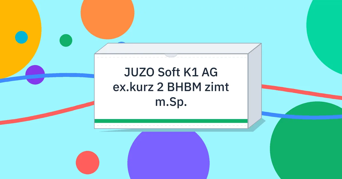 Symbolbild: Packung mit der Aufschrift JUZO Soft K1 AG ex.kurz 2 BHBM zimt m.Sp. (PZN 14856182) – Verfügbarkeit und Bezug in Apotheken in Frankfurt am Main