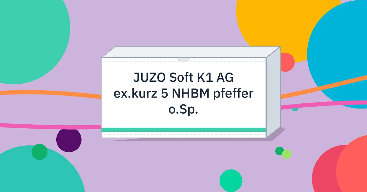Symbolbild: Packung mit der Aufschrift JUZO Soft K1 AG ex.kurz 5 NHBM pfeffer o.Sp. (PZN 15000974) – Verfügbarkeit und Bezug in Apotheken in Frankfurt am Main