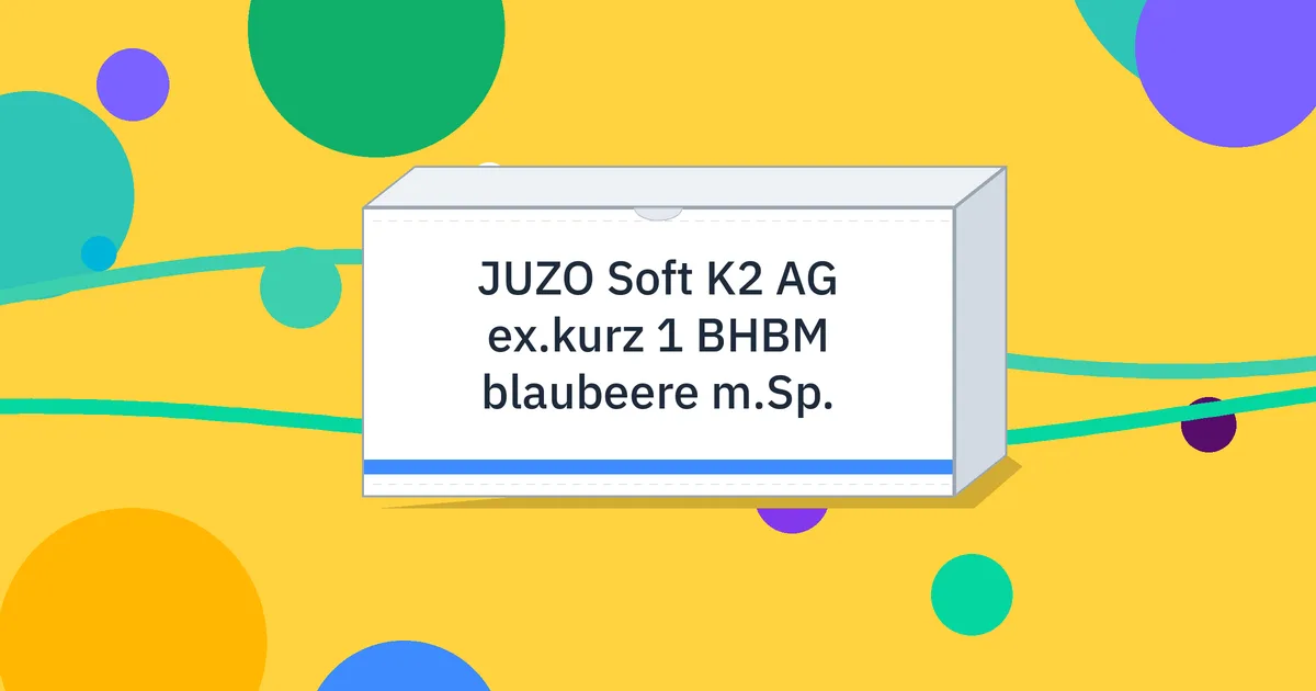 Symbolbild: Packung mit der Aufschrift JUZO Soft K2 AG ex.kurz 1 BHBM blaubeere m.Sp. (PZN 14860344) – Verfügbarkeit und Bezug in Apotheken in Frankfurt am Main