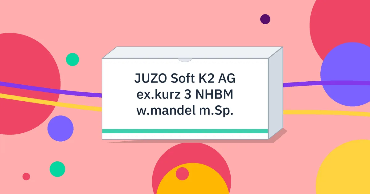 Symbolbild: Packung mit der Aufschrift JUZO Soft K2 AG ex.kurz 3 NHBM w.mandel m.Sp. (PZN 15021999) – Verfügbarkeit und Bezug in Apotheken in Frankfurt am Main