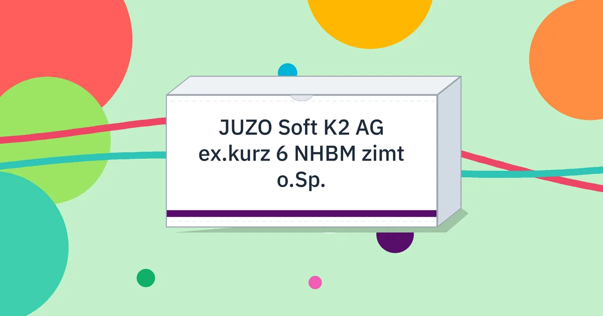 Symbolbild: Packung mit der Aufschrift JUZO Soft K2 AG ex.kurz 6 NHBM zimt o.Sp. (PZN 14998798) – Verfügbarkeit und Bezug in Apotheken in Frankfurt am Main