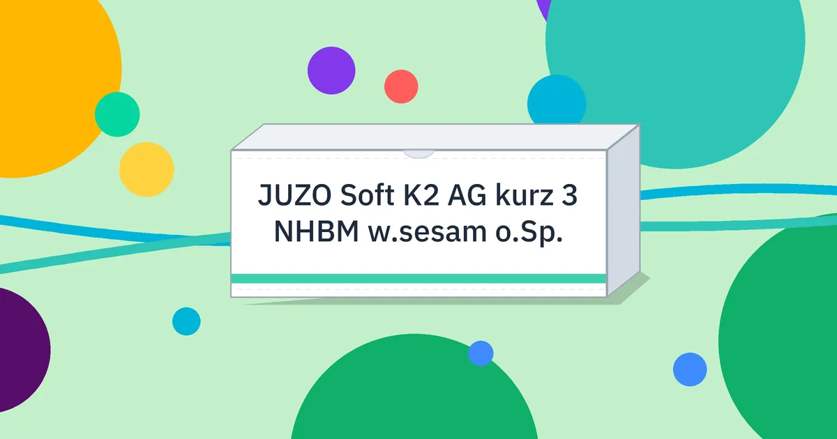 Symbolbild: Packung mit der Aufschrift JUZO Soft K2 AG kurz 3 NHBM w.sesam o.Sp. (PZN 15001809) – Verfügbarkeit und Bezug in Apotheken in Frankfurt am Main