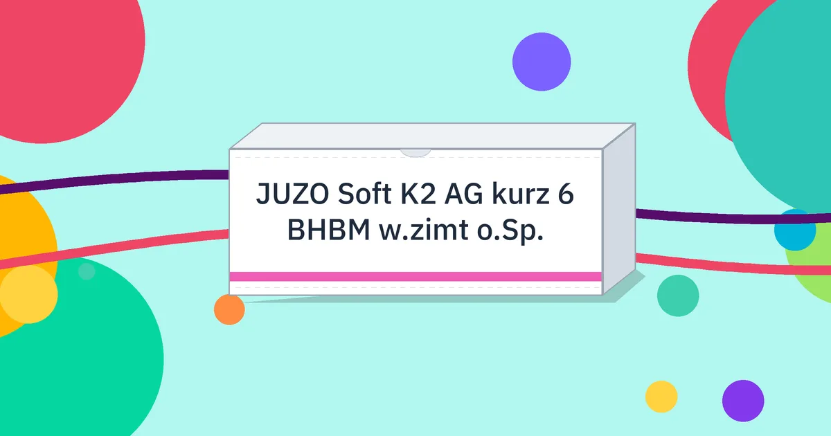 Symbolbild: Packung mit der Aufschrift JUZO Soft K2 AG kurz 6 BHBM w.zimt o.Sp. (PZN 14869397) – Verfügbarkeit und Bezug in Apotheken in Frankfurt am Main