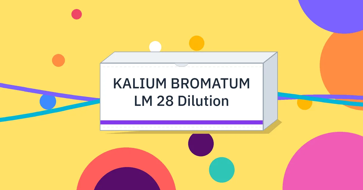 Symbolbild: Packung mit der Aufschrift KALIUM BROMATUM LM 28 Dilution (PZN 12918051) – Verfügbarkeit und Bezug in Apotheken in Frankfurt am Main