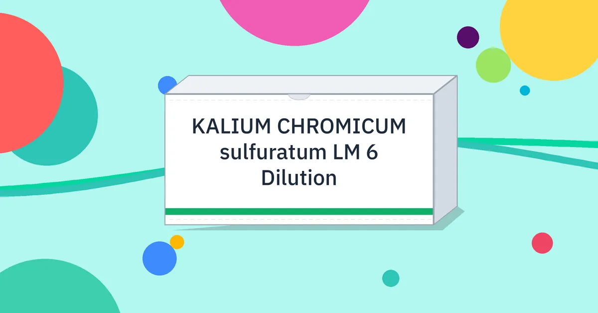 Symbolbild: Packung mit der Aufschrift KALIUM CHROMICUM sulfuratum LM 6 Dilution (PZN 12919582) – Verfügbarkeit und Bezug in Apotheken in Frankfurt am Main