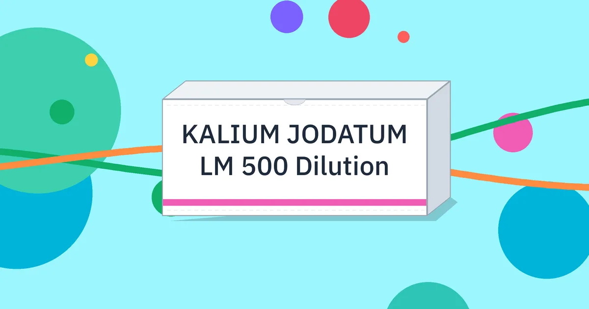 Symbolbild: Packung mit der Aufschrift KALIUM JODATUM LM 500 Dilution (PZN 13693720) – Verfügbarkeit und Bezug in Apotheken in Frankfurt am Main