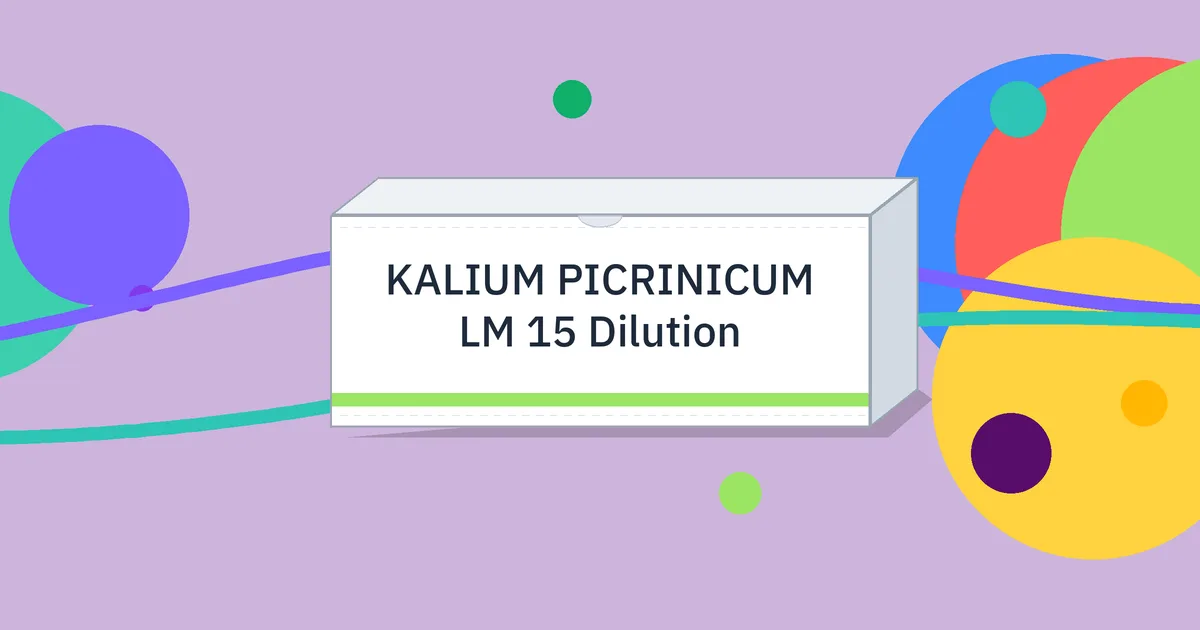 Symbolbild: Packung mit der Aufschrift KALIUM PICRINICUM LM 15 Dilution (PZN 12925039) – Verfügbarkeit und Bezug in Apotheken in Frankfurt am Main