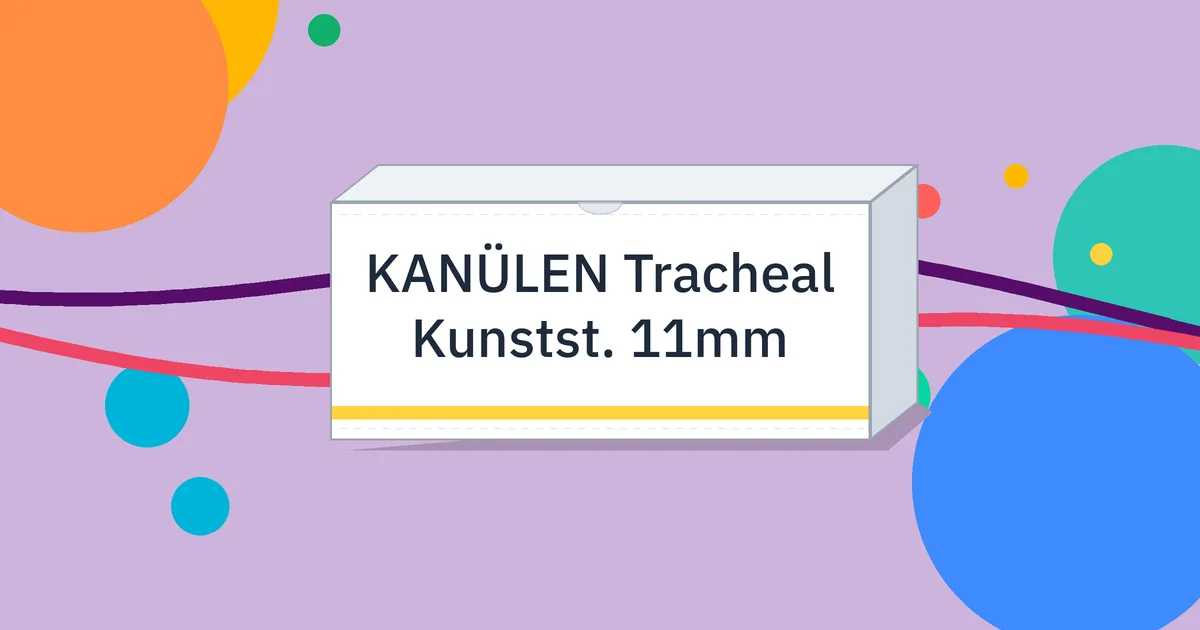 Symbolbild: Packung mit der Aufschrift KANÜLEN Tracheal Kunstst. 11mm (PZN 01965544) – Verfügbarkeit und Bezug in Apotheken in Frankfurt am Main