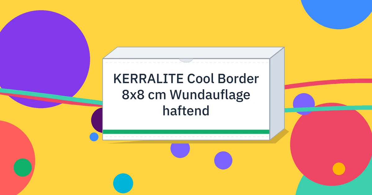 Symbolbild: Packung mit der Aufschrift KERRALITE Cool Border 8x8 cm Wundauflage haftend (PZN 18729575) – Verfügbarkeit und Bezug in Apotheken in Frankfurt am Main
