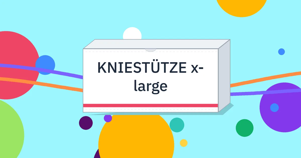 Symbolbild: Packung mit der Aufschrift KNIESTÜTZE x-large (PZN 00468068) – Verfügbarkeit und Bezug in Apotheken in Frankfurt am Main