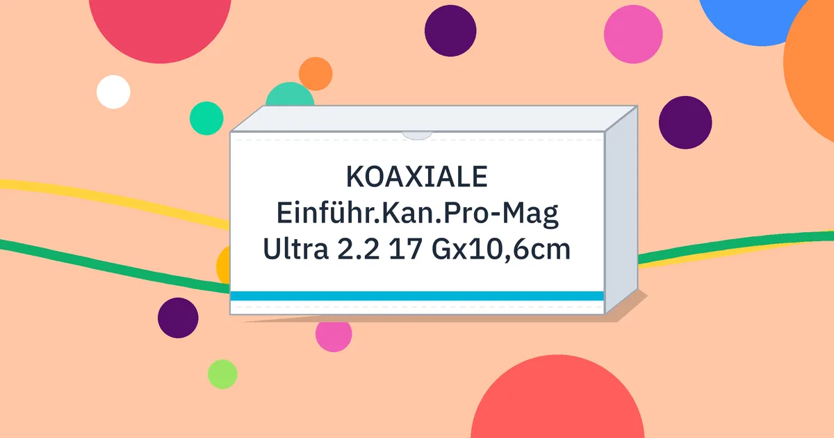 Symbolbild: Packung mit der Aufschrift KOAXIALE Einführ.Kan.Pro-Mag Ultra 2.2 17 Gx10,6cm (PZN 04504269) – Verfügbarkeit und Bezug in Apotheken in Frankfurt am Main