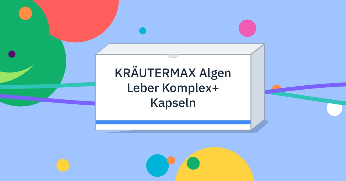 Symbolbild: Packung mit der Aufschrift KRÄUTERMAX Algen Leber Komplex+ Kapseln (PZN 20699806) – Verfügbarkeit und Bezug in Apotheken in Frankfurt am Main
