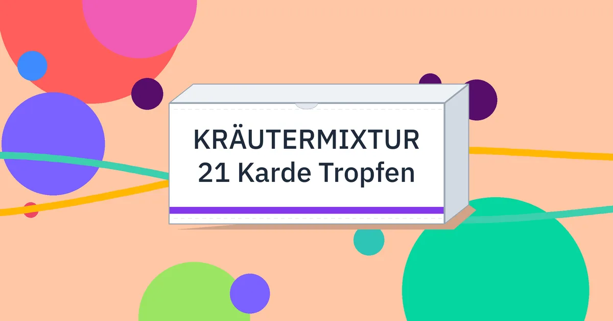 Symbolbild: Packung mit der Aufschrift KRÄUTERMIXTUR 21 Karde Tropfen (PZN 15329496) – Verfügbarkeit und Bezug in Apotheken in Frankfurt am Main