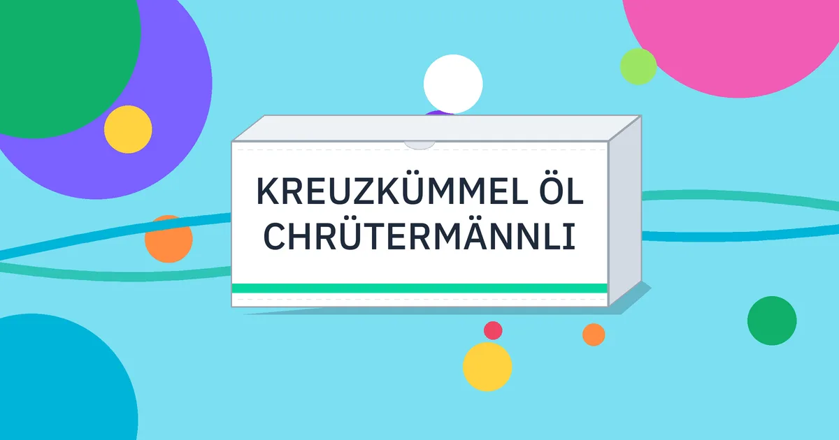 Symbolbild: Packung mit der Aufschrift KREUZKÜMMEL ÖL CHRÜTERMÄNNLI (PZN 08423059) – Verfügbarkeit und Bezug in Apotheken in Frankfurt am Main