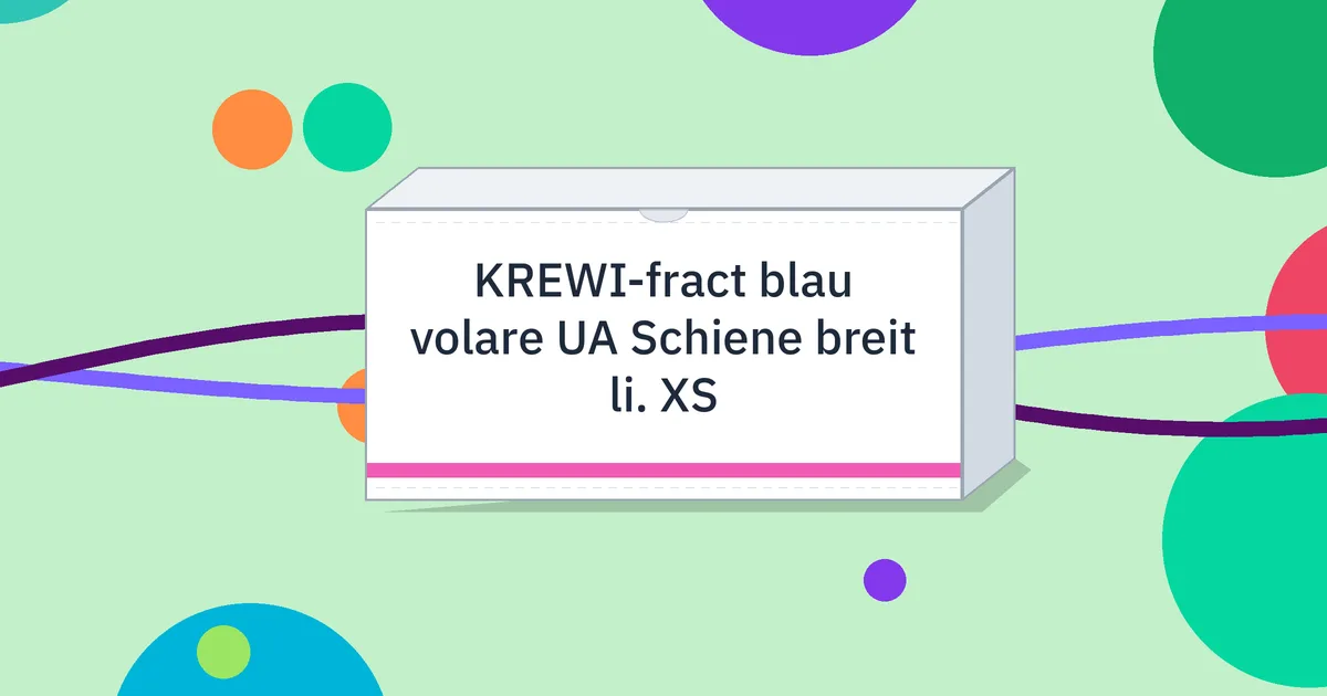 Symbolbild: Packung mit der Aufschrift KREWI-fract blau volare UA Schiene breit li. XS (PZN 17299670) – Verfügbarkeit und Bezug in Apotheken in Frankfurt am Main