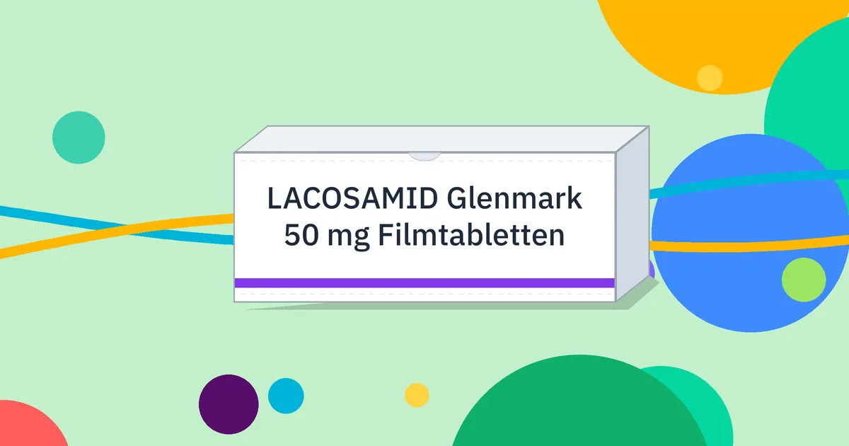 Symbolbild: Packung mit der Aufschrift LACOSAMID Glenmark 50 mg Filmtabletten (PZN 17534881) – Verfügbarkeit und Bezug in Apotheken in Frankfurt am Main