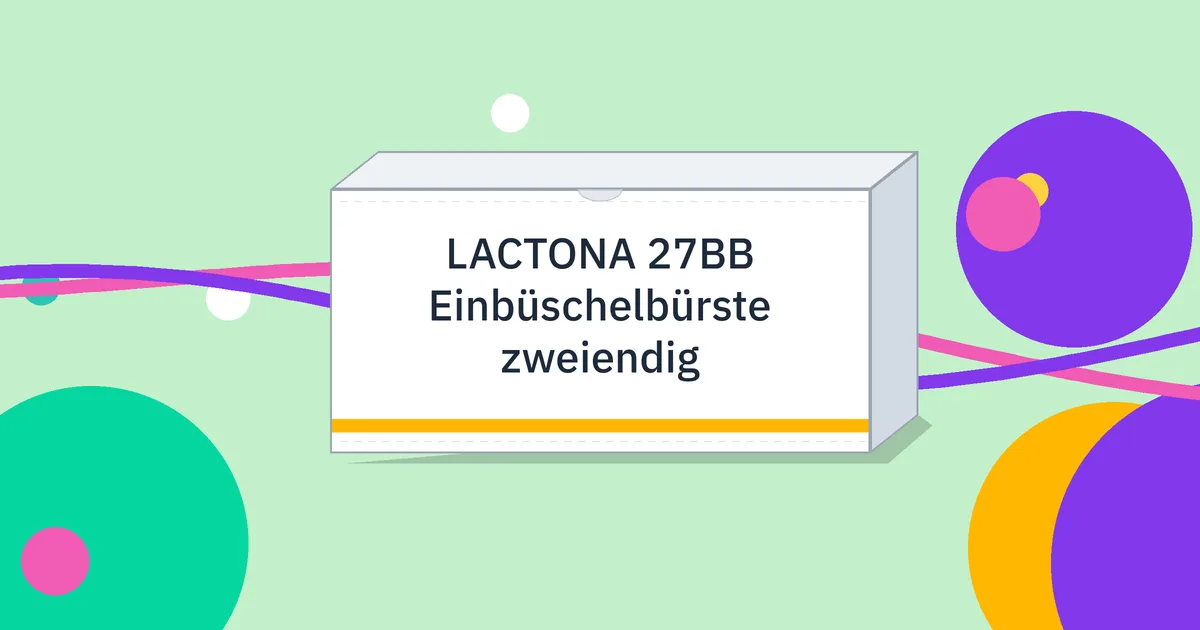 Symbolbild: Packung mit der Aufschrift LACTONA 27BB Einbüschelbürste zweiendig (PZN 07227965) – Verfügbarkeit und Bezug in Apotheken in Frankfurt am Main