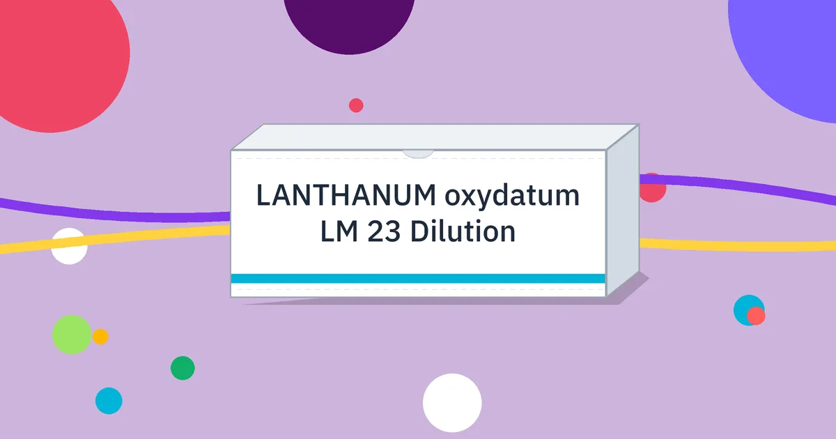 Symbolbild: Packung mit der Aufschrift LANTHANUM oxydatum LM 23 Dilution (PZN 13522349) – Verfügbarkeit und Bezug in Apotheken in Frankfurt am Main