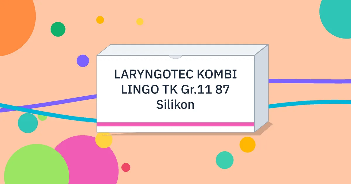 Symbolbild: Packung mit der Aufschrift LARYNGOTEC KOMBI LINGO TK Gr.11 87 Silikon (PZN 19186071) – Verfügbarkeit und Bezug in Apotheken in Frankfurt am Main