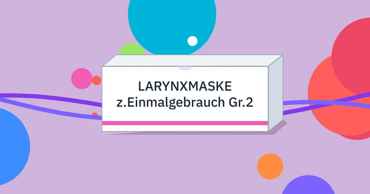 Symbolbild: Packung mit der Aufschrift LARYNXMASKE z.Einmalgebrauch Gr.2 (PZN 05749926) – Verfügbarkeit und Bezug in Apotheken in Frankfurt am Main