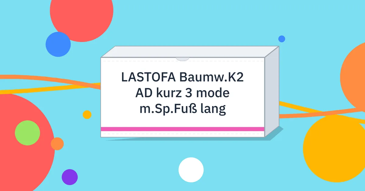 Symbolbild: Packung mit der Aufschrift LASTOFA Baumw.K2 AD kurz 3 mode m.Sp.Fuß lang (PZN 01944996) – Verfügbarkeit und Bezug in Apotheken in Frankfurt am Main