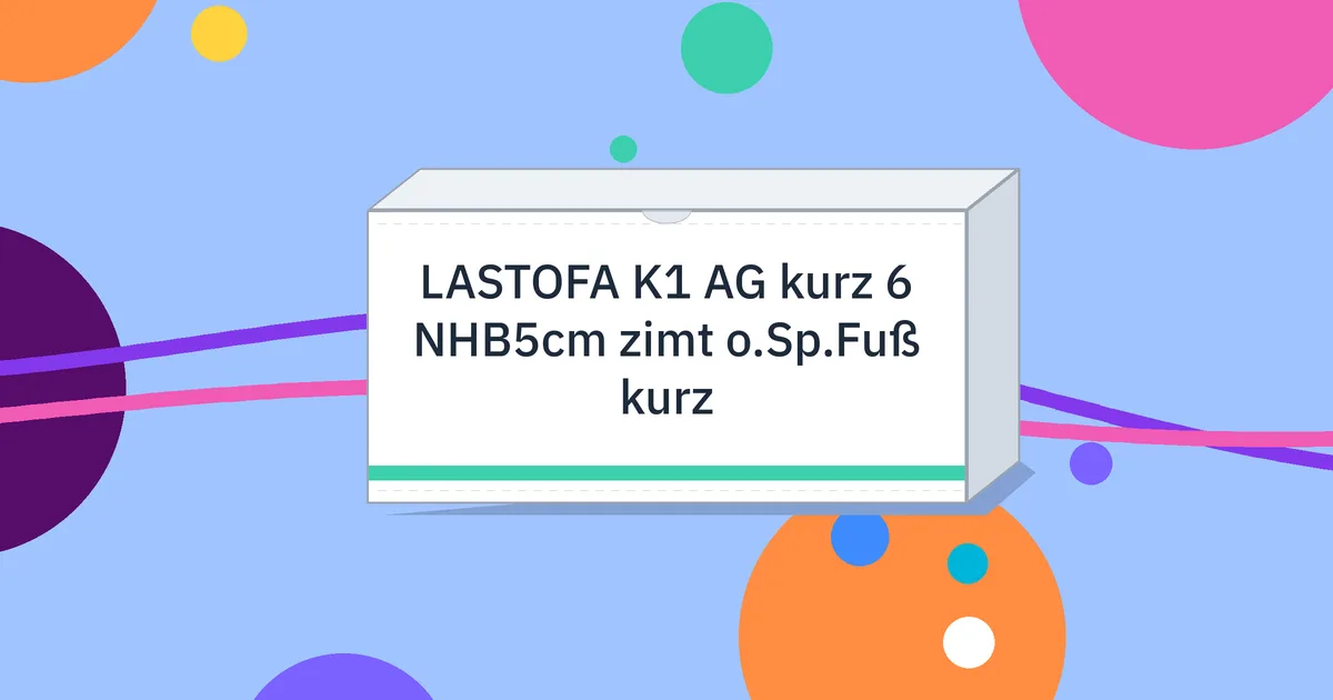 Symbolbild: Packung mit der Aufschrift LASTOFA K1 AG kurz 6 NHB5cm zimt o.Sp.Fuß kurz (PZN 13794266) – Verfügbarkeit und Bezug in Apotheken in Frankfurt am Main