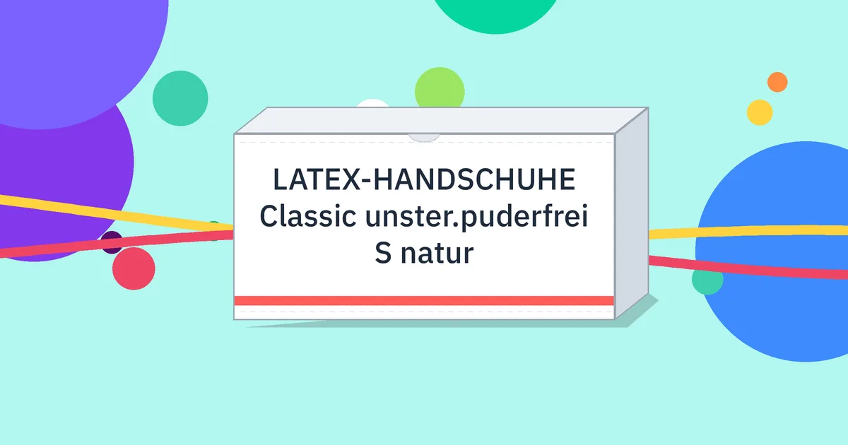 Symbolbild: Packung mit der Aufschrift LATEX-HANDSCHUHE Classic unster.puderfrei S natur (PZN 10414412) – Verfügbarkeit und Bezug in Apotheken in Frankfurt am Main