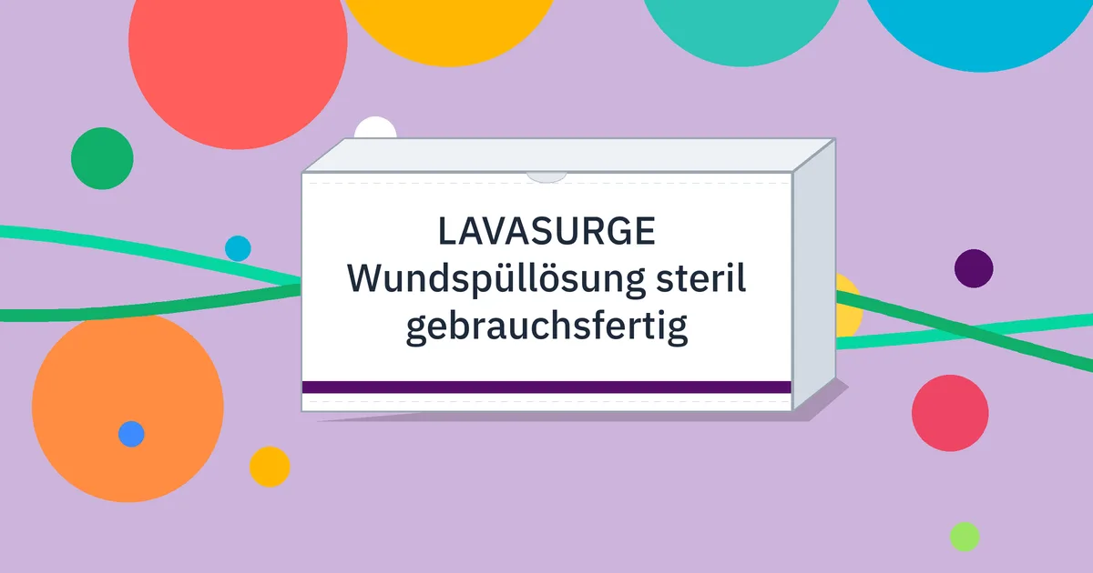 Symbolbild: Packung mit der Aufschrift LAVASURGE Wundspüllösung steril gebrauchsfertig (PZN 12588547) – Verfügbarkeit und Bezug in Apotheken in Frankfurt am Main