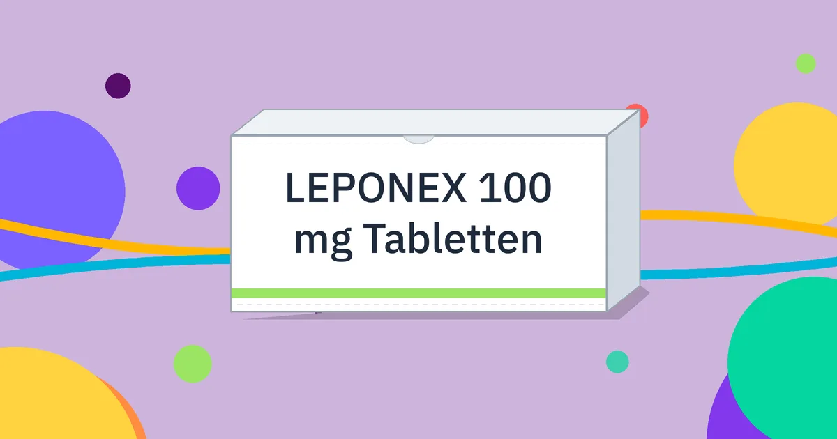 Symbolbild: Packung mit der Aufschrift LEPONEX 100 mg Tabletten (PZN 03730874) – Verfügbarkeit und Bezug in Apotheken in Frankfurt am Main