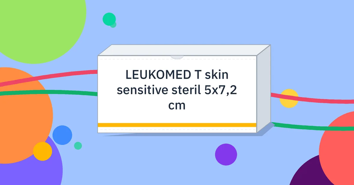 Symbolbild: Packung mit der Aufschrift LEUKOMED T skin sensitive steril 5x7,2 cm (PZN 18038894) – Verfügbarkeit und Bezug in Apotheken in Frankfurt am Main